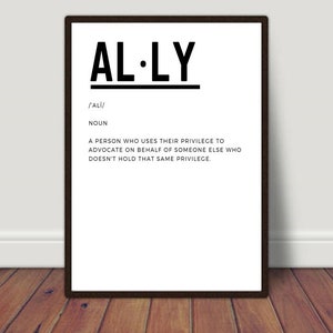 Ally Definition, Social Justice Print, Equality Print, Diversity ...