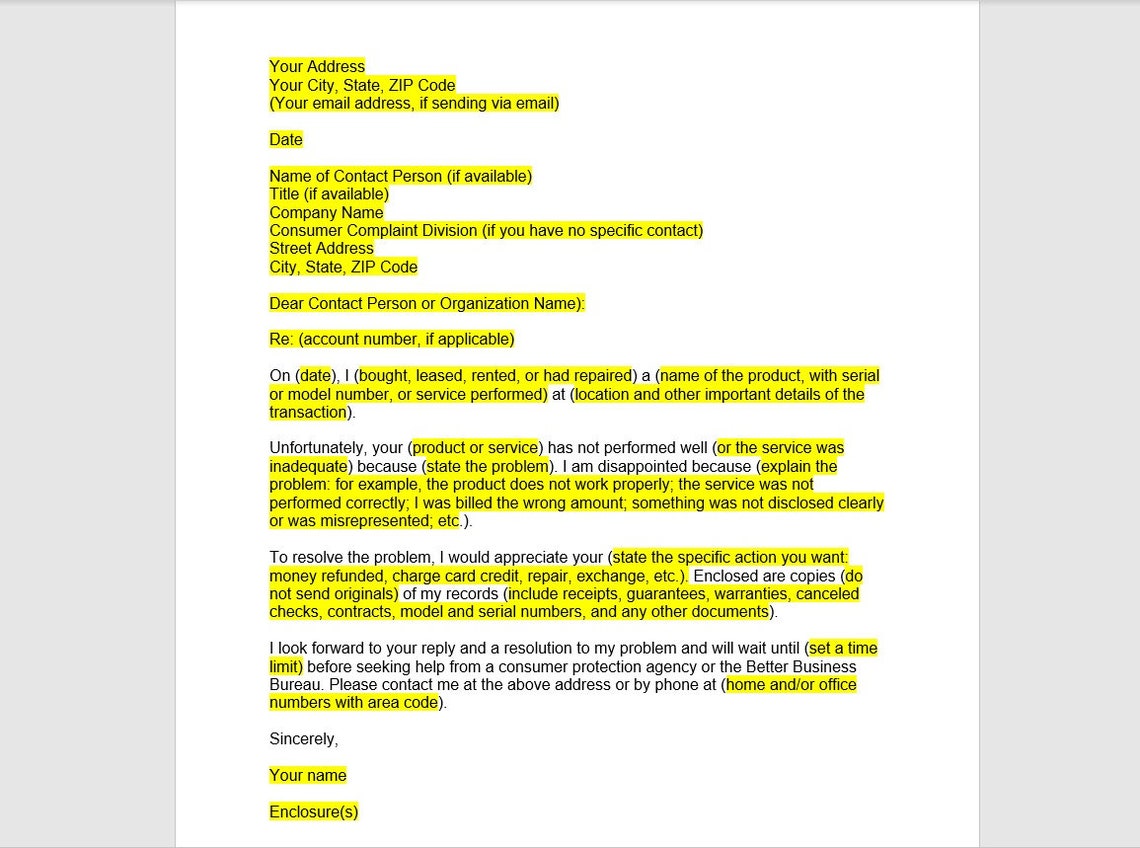 Complaint Letter Template Letter, Complaint Letter Template, Complaint ...