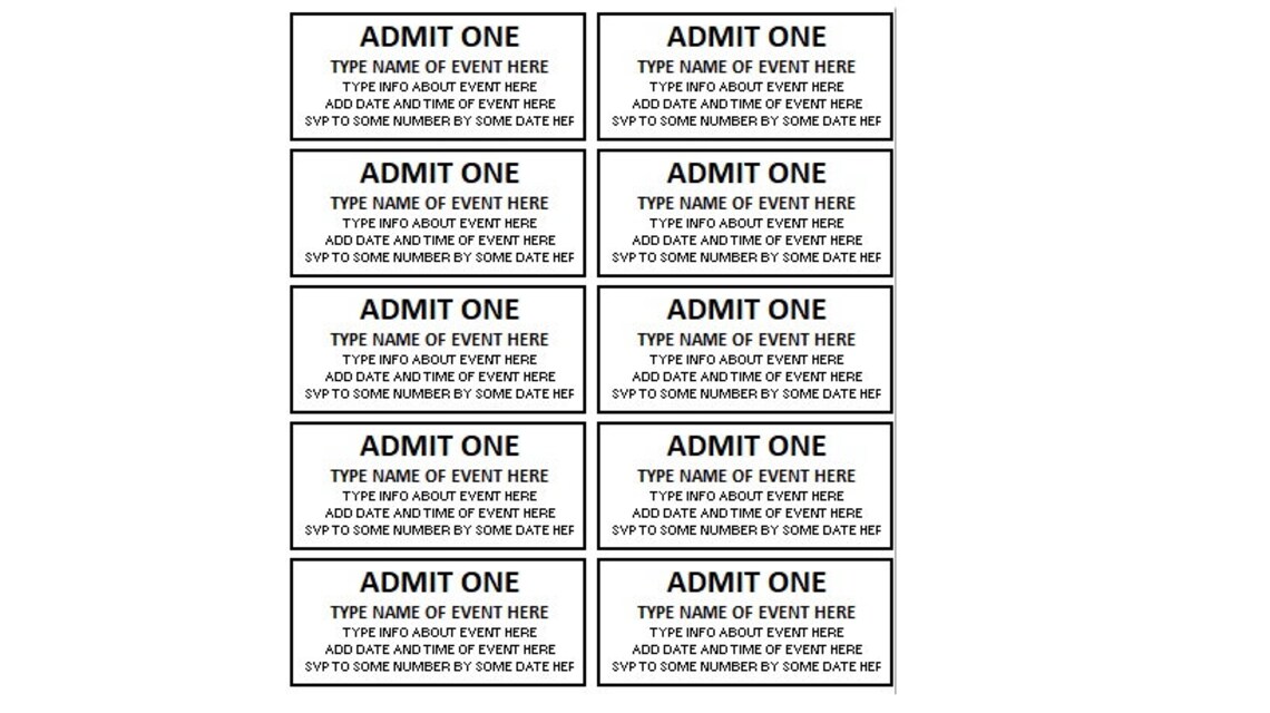 Printable Admission Ticket, Admission Ticket Template, Admit Ticket ...