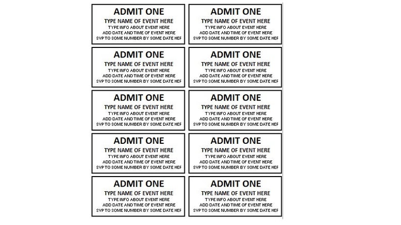 Printable Admission Ticket, Admission Ticket Template, Admit Ticket ...