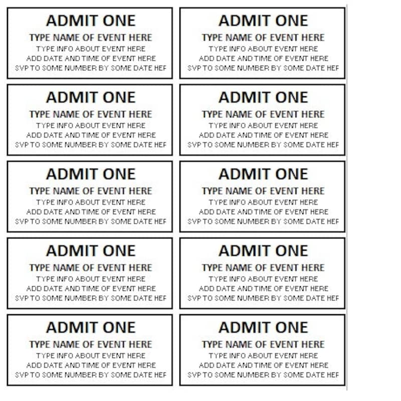 Admit Ticket - Etsy