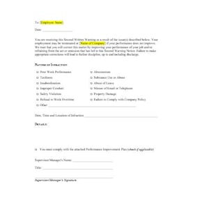 Second Written Warning Letter, Employee Warning Letter Template ...