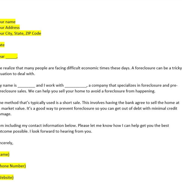 Real Estate Pre Foreclosure Templates - Etsy