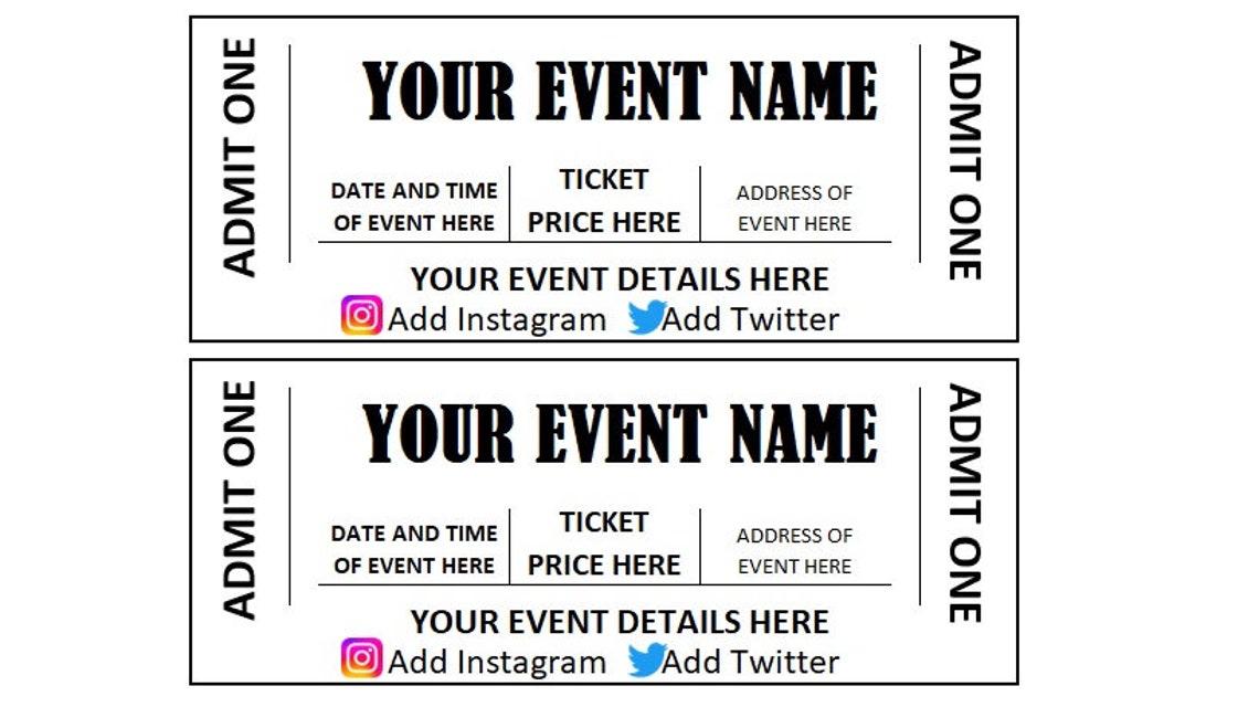 Editable Event Ticket, Event Ticket Printables, Editable Event Ticket ...