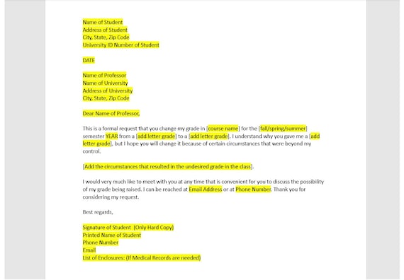 Grade Appeal Letter For Change