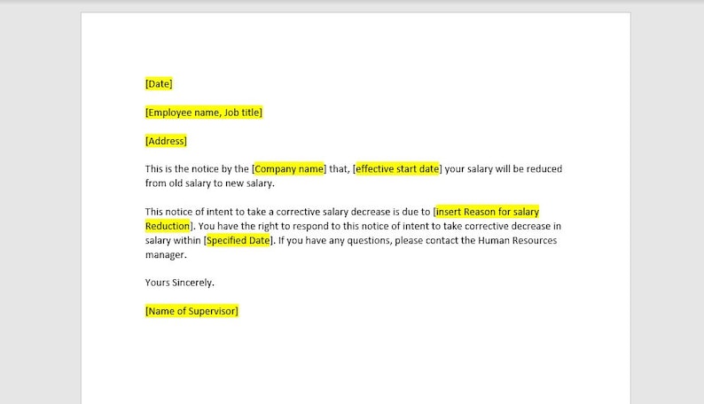 Salary Reduction Letter, Salary Reduction Letter Template, Salary ...