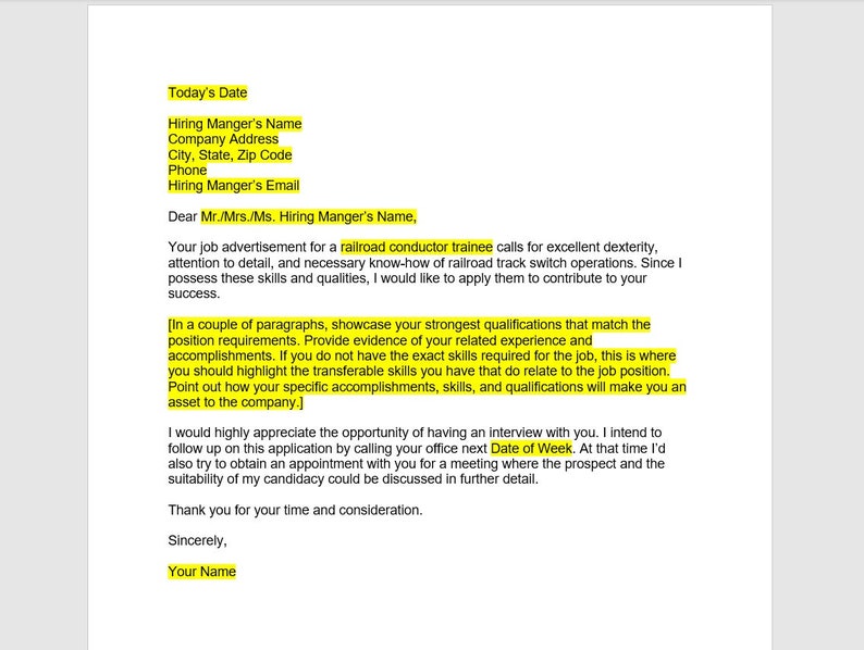 Railroad Conductor Trainee Cover Letter, Cover Letter Template ...