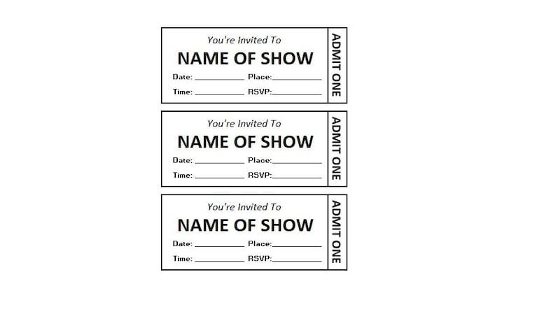 Editable Ticket, Editable Event Ticket, Ticket Printables, Editable ...