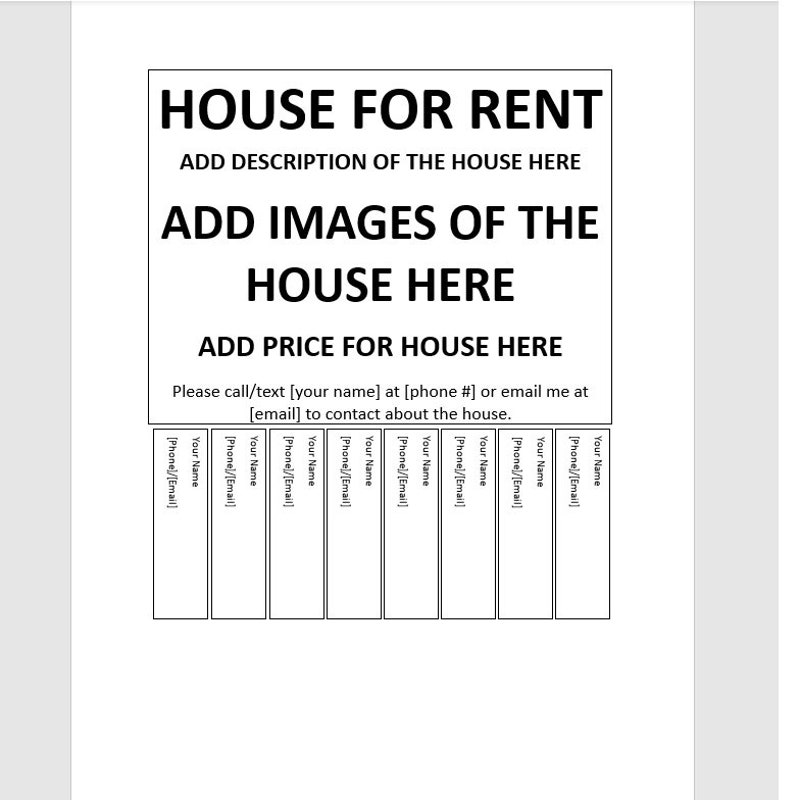 House for Rent Template - Etsy