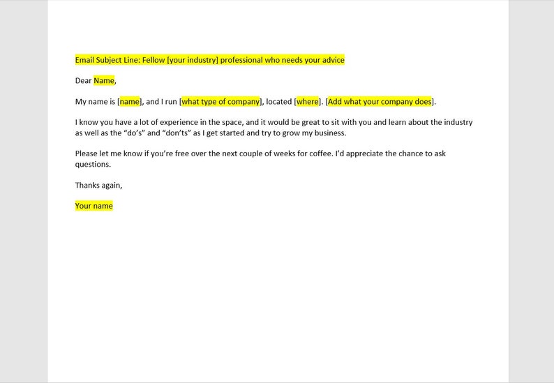 Networking Email, Networking Email Template, Email Template, Networking ...