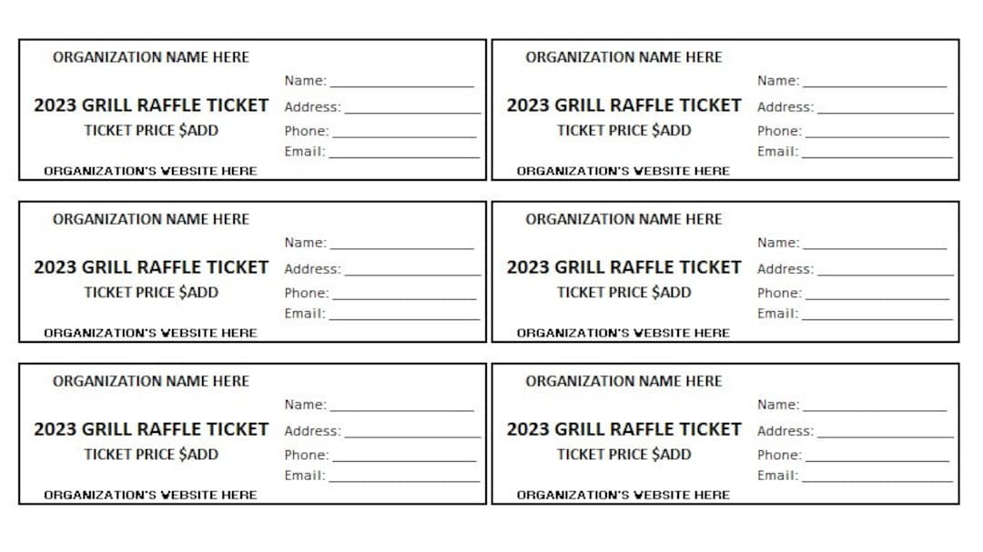 Editable Grill Raffle Ticket, Grill Raffle, Enter to Win Printable ...