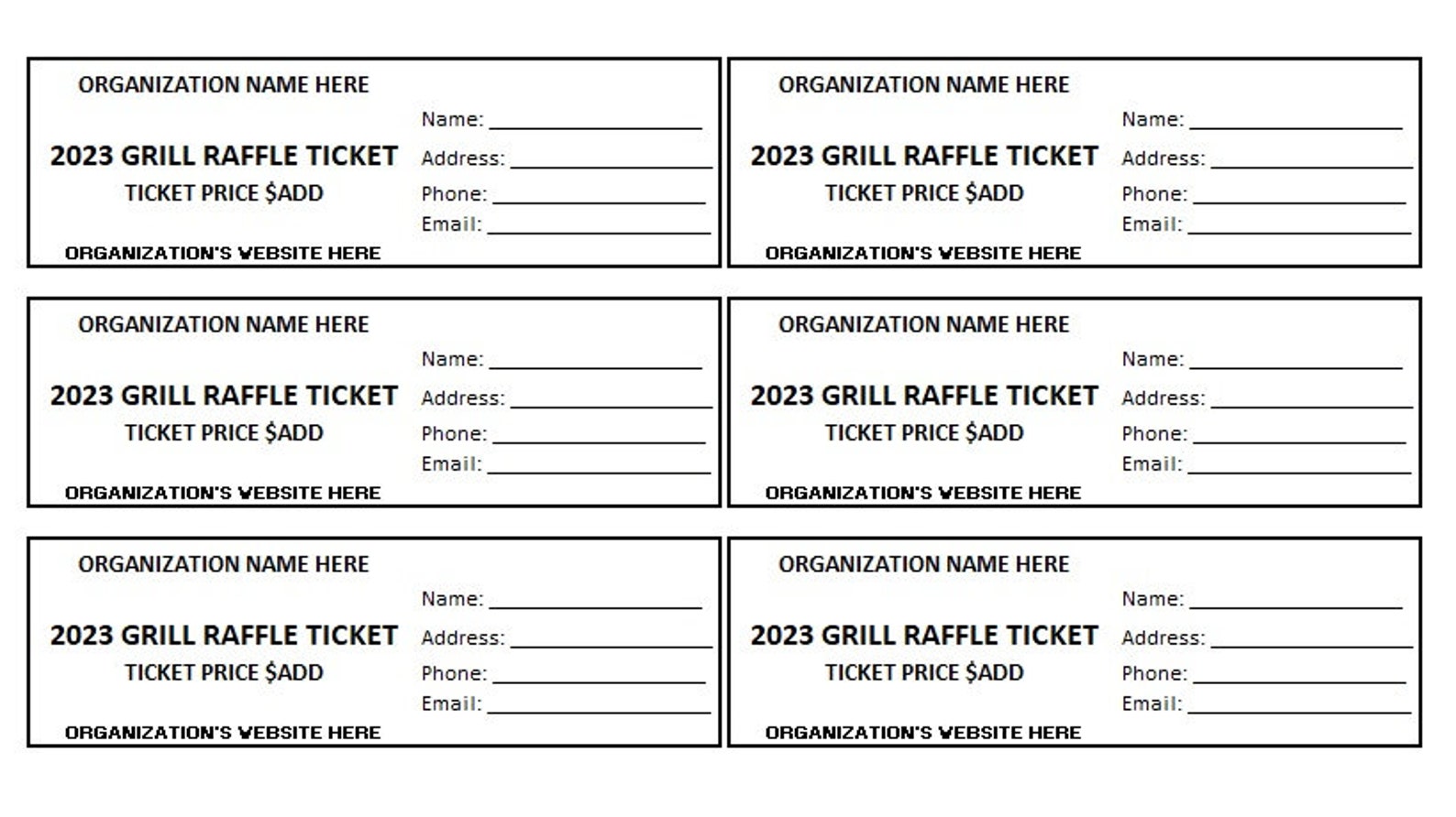 Editable Grill Raffle Ticket, Grill Raffle, Enter to Win Printable ...