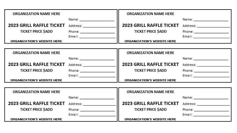 Editable Grill Raffle Ticket, Grill Raffle, Enter to Win Printable ...