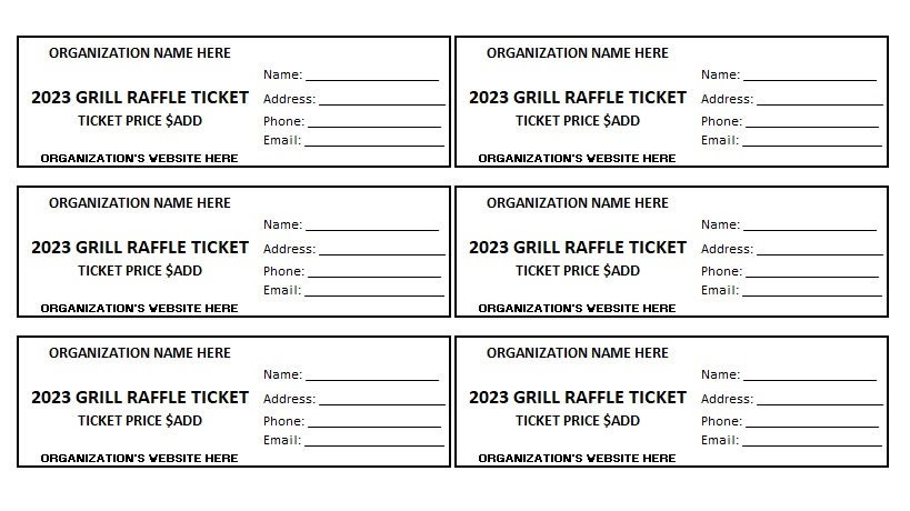 Editable Grill Raffle Ticket, Grill Raffle, Enter to Win Printable ...