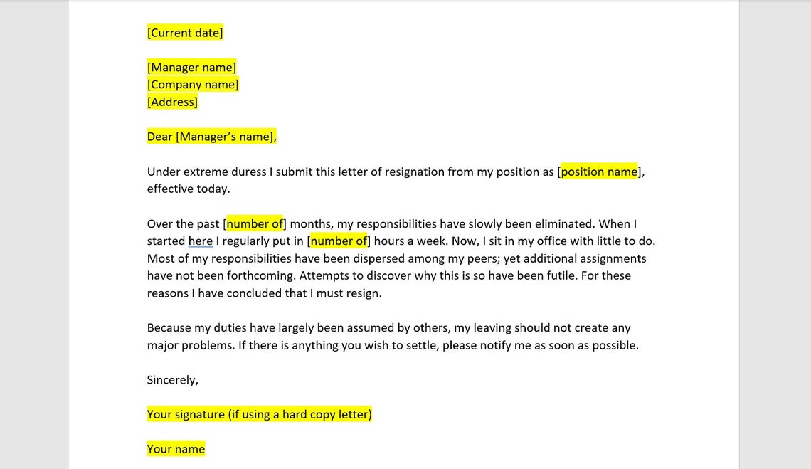 Forced Out Resignation Letter, Resignation Letter, Resignation Template ...