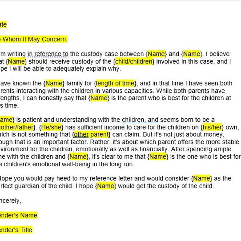 Dwi Character Reference Letter - Etsy