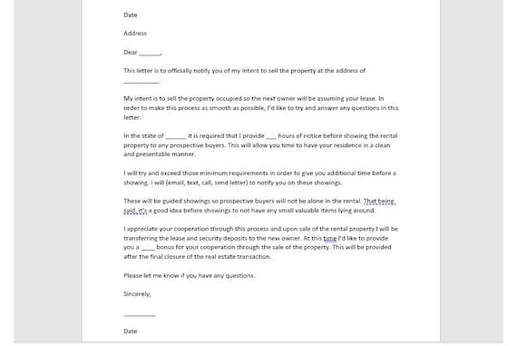 Letter Of Intent To Sell