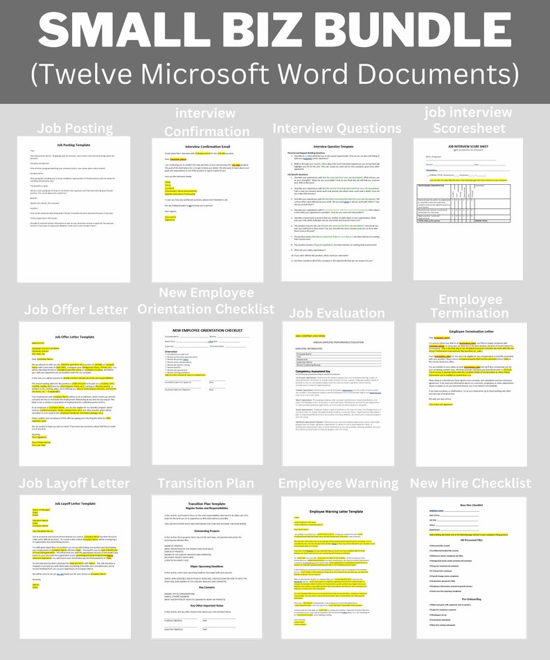 Set of 12 Business Template Bundle Small Biz Forms Bundle - Etsy
