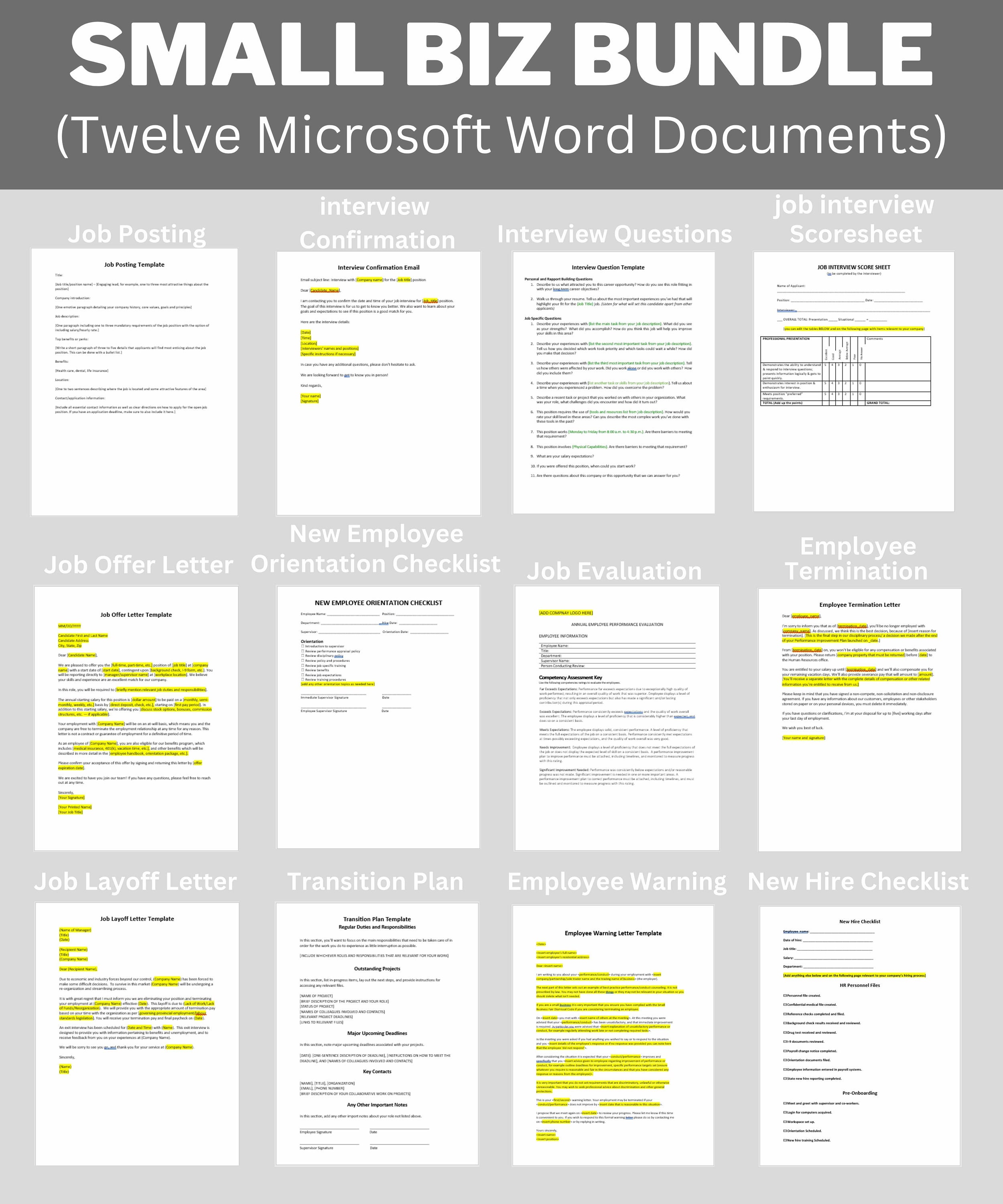 Set of 12 Business Template Bundle Small Biz Forms Bundle - Etsy