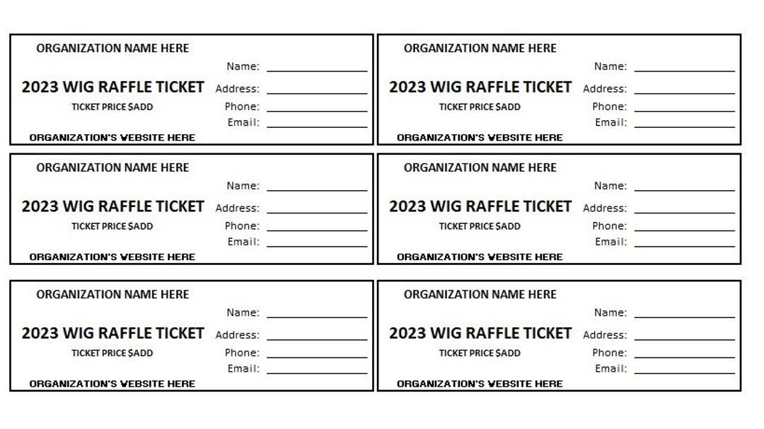 Editable Wig Raffle Ticket, Wig Raffle, Enter to Win Printable Ticket ...