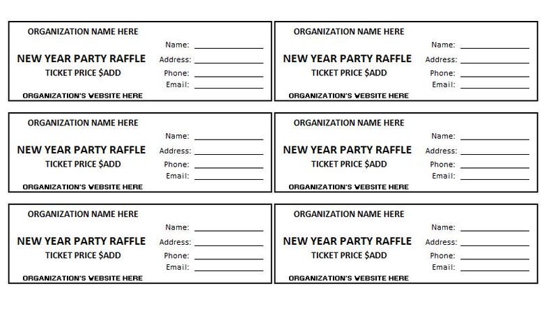 Editable New Year Party Raffle Ticket, New Year Party Raffle, Enter to ...