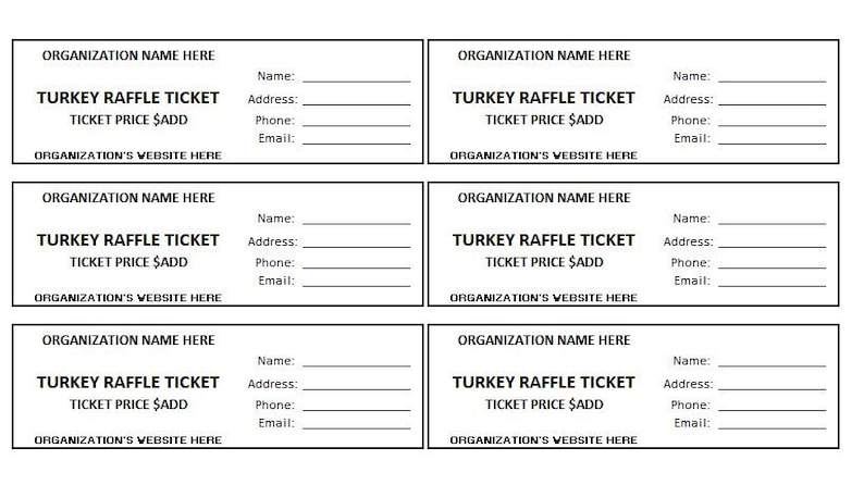 Editable Turkey Raffle Ticket, Turkey Raffle, Enter to Win Printable ...