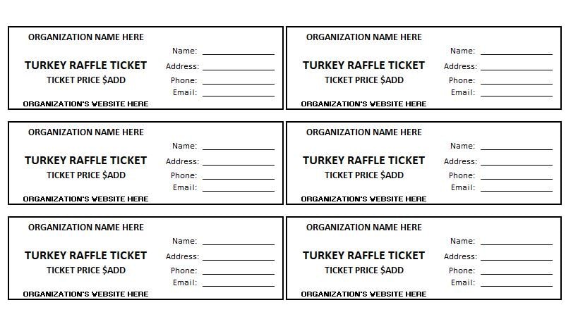 Editable Turkey Raffle Ticket, Turkey Raffle, Enter to Win Printable ...