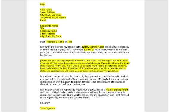 Notarized Letter Template