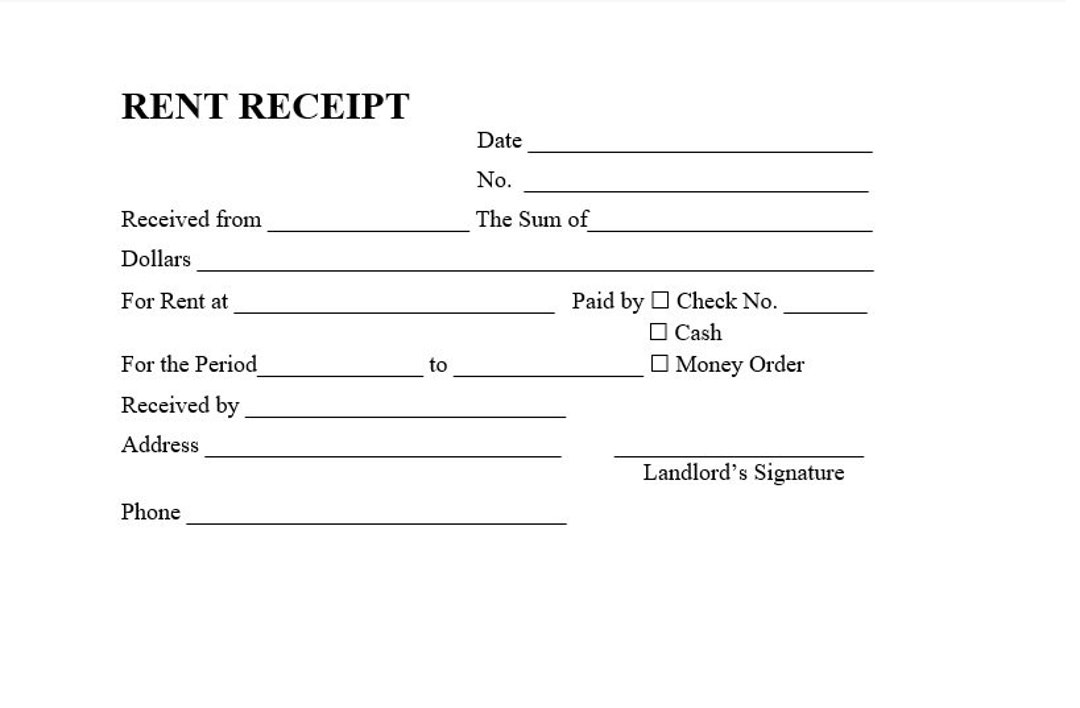 Rent Receipt Template Rent Receipt Receipt Template Word - Etsy