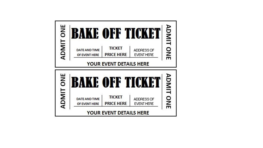 Editable Bake off Event Ticket, Bake off Ticket Printables, Editable ...