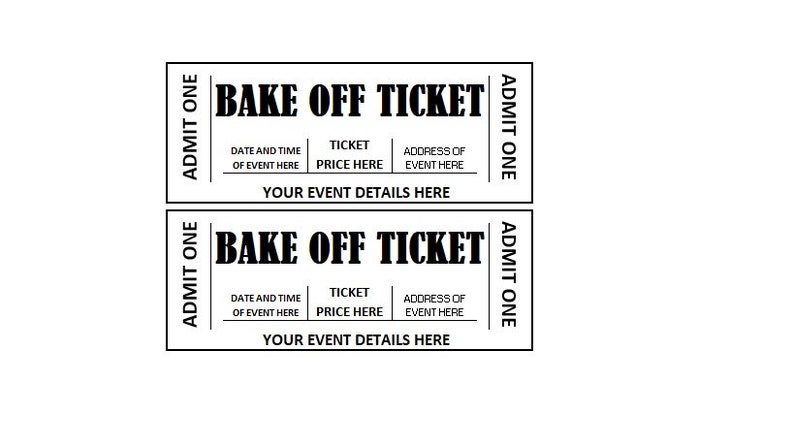 Editable Bake off Event Ticket, Bake off Ticket Printables, Editable ...