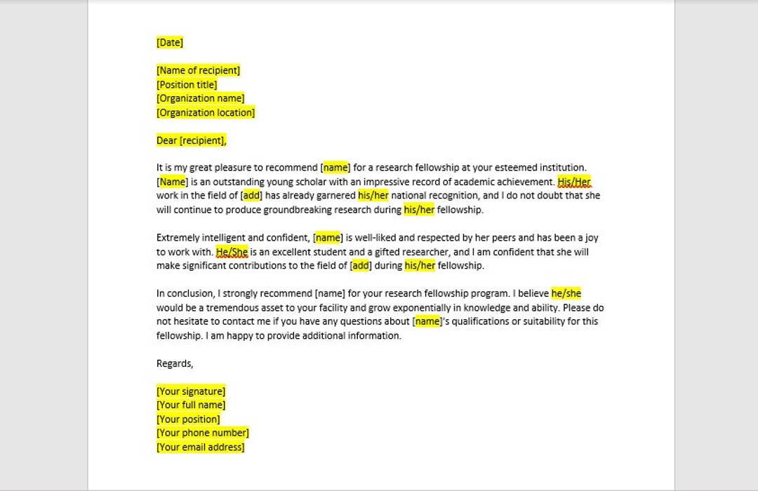 Research Fellowship Letter, Research Fellowship Letter Template ...