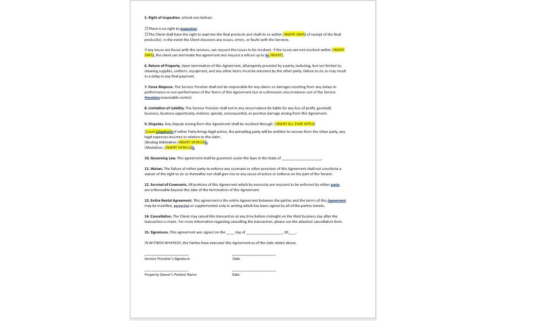 Editable Tree Removal Contract, Tree Removal Contract Template, Tree ...
