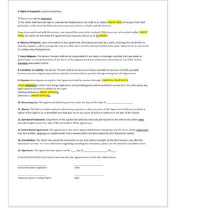 Editable Tree Removal Contract, Tree Removal Contract Template, Tree ...