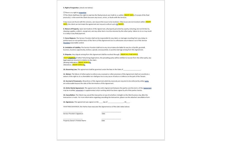 Editable Tree Removal Contract, Tree Removal Contract Template, Tree ...