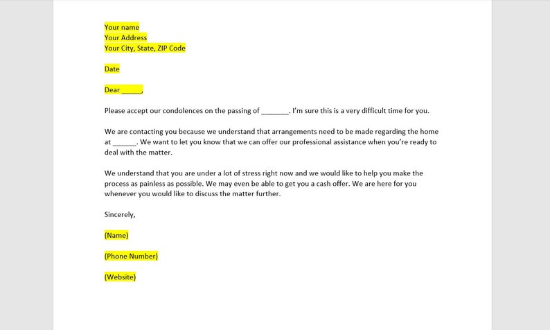 Probate Prospecting, Real Estate Prospecting Letter Template, Real ...