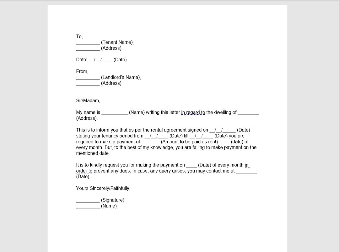 Late Rent Letter Template, Late Rent Letter, Resignation Template, Late ...