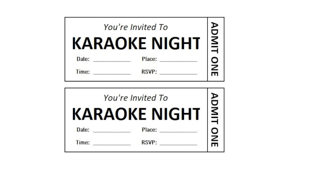 Editable Karaoke Night Event Ticket, Karaoke Night Ticket Printables ...