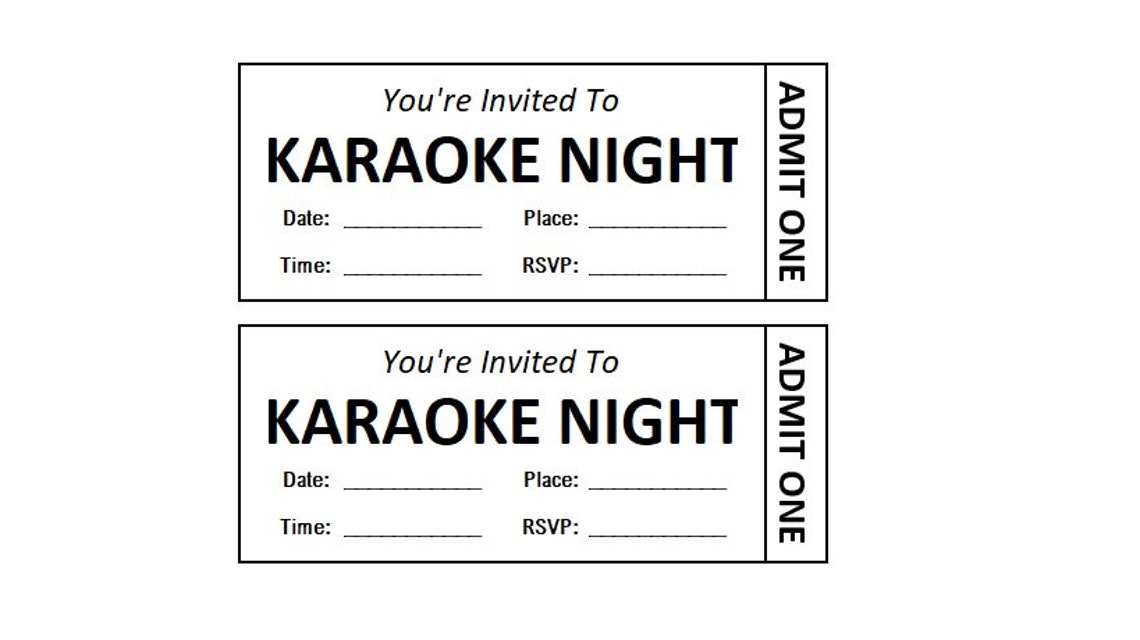 Editable Karaoke Night Event Ticket, Karaoke Night Ticket Printables ...