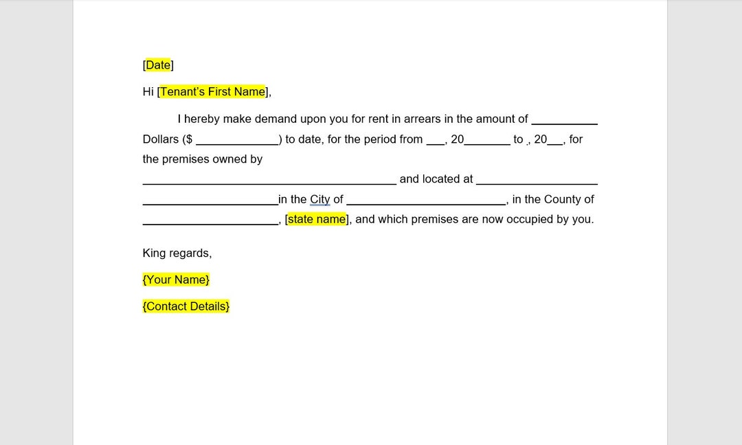 Demand for Late Rent Payment Letter, Demand for Late Rent Payment ...