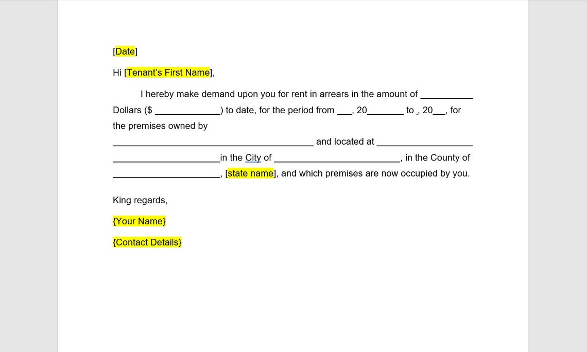 Demand for Late Rent Payment Letter, Demand for Late Rent Payment ...