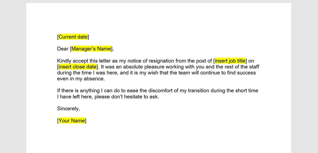 No Reason Resignation Letter Template, Resignation Letter, Resignation ...