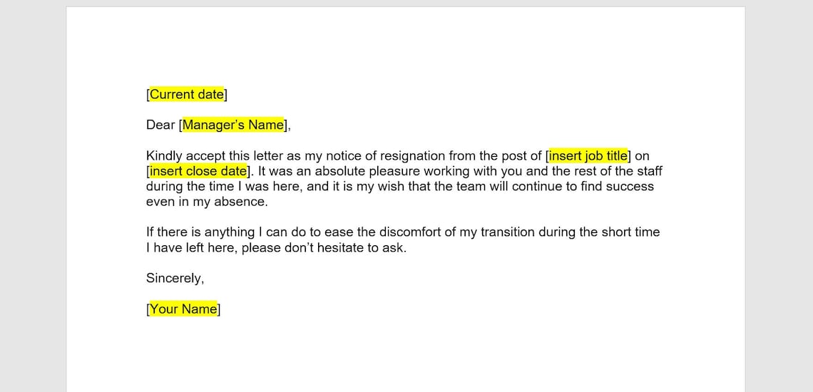 No Reason Resignation Letter Template, Resignation Letter, Resignation ...