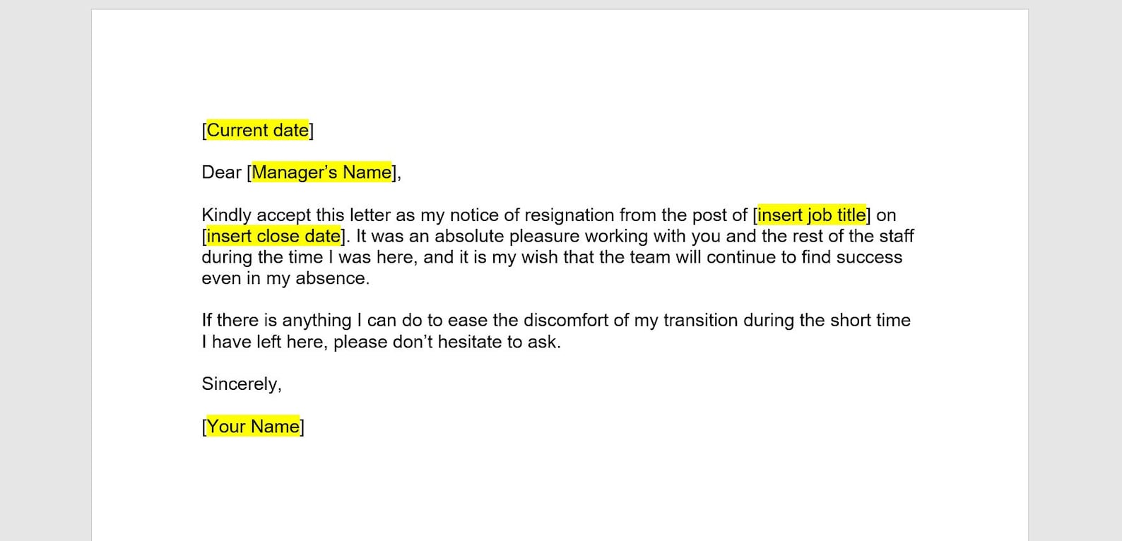 No Reason Resignation Letter Template, Resignation Letter, Resignation ...