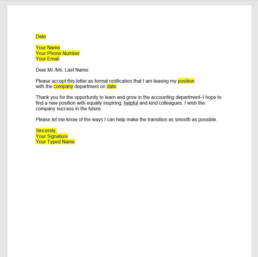 Resignation Letter Template, Resignation Letter, Resignation Template ...