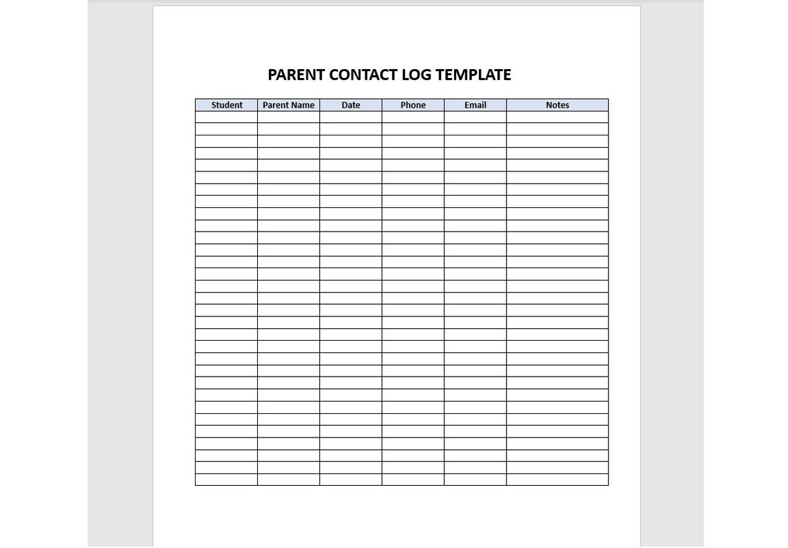 Editable Parent Contact Documentation Template, Contact Documentation ...