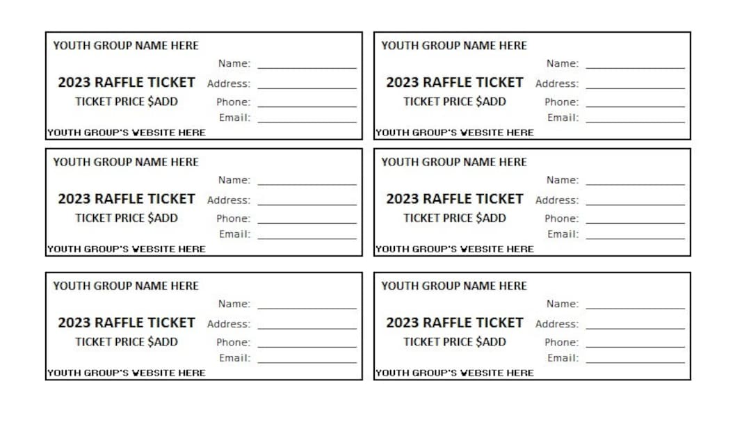 Editable Youth Group Printable Raffle Ticket, Enter to Win Printable ...