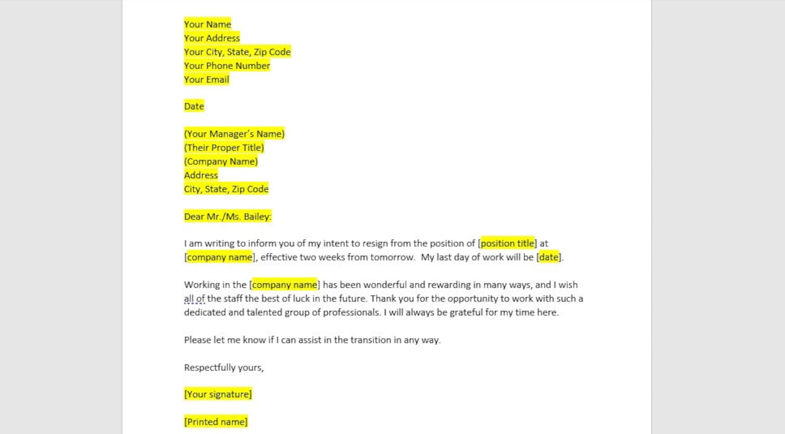 Retail Resignation, Retail Resignation Letter, Retail Letter, Retail ...