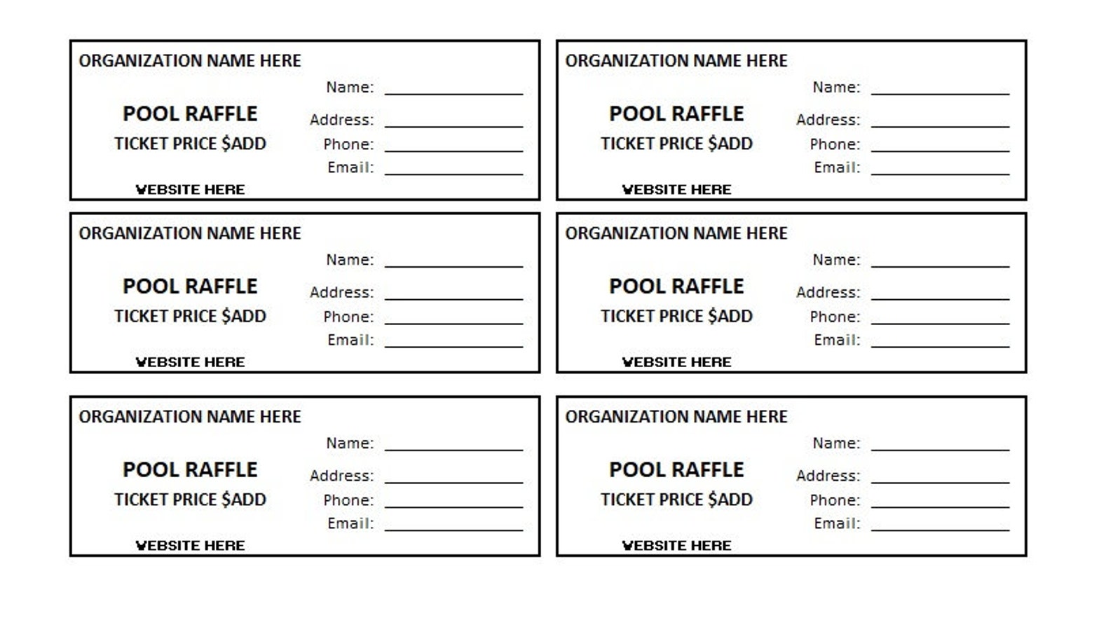 Pool Ticket Printable, Fundraiser Ticket, Editable Pool Ticket ...