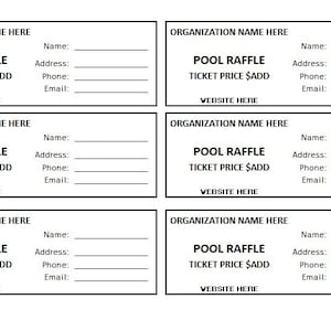 Pool Party Raffle Ticket Template - Etsy